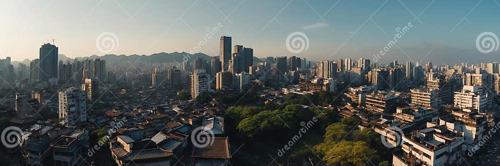 Detailed Panoramic View of a Ninja City Ai Generated Stock Illustration ...