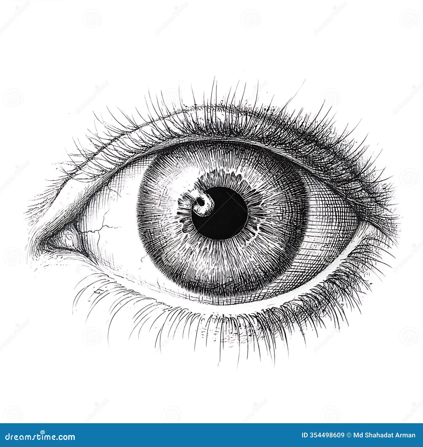 Detailed Pen and Ink Drawing of a Human Eye Stock Illustration ...