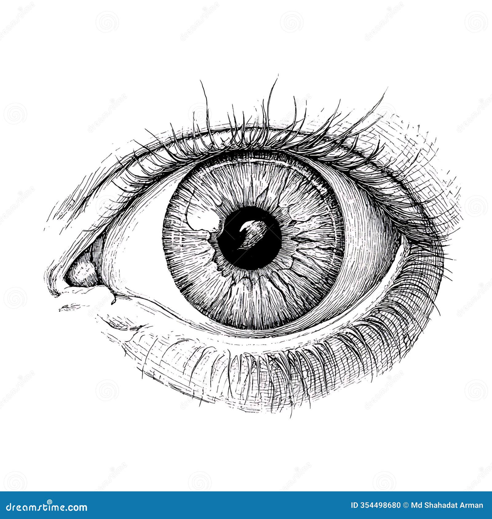 Detailed Pen and Ink Drawing of a Human Eye Stock Illustration ...