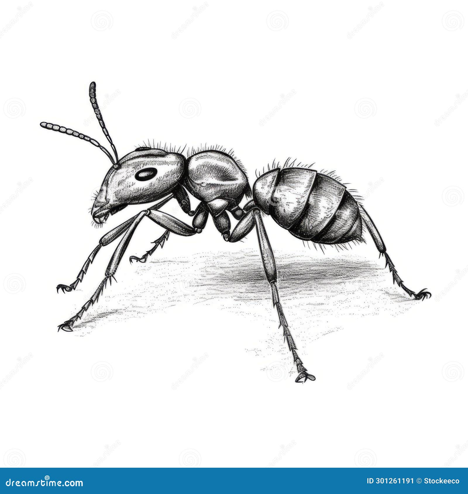 Detailed Character Illustration of an Ant with Textured Shading Stock ...