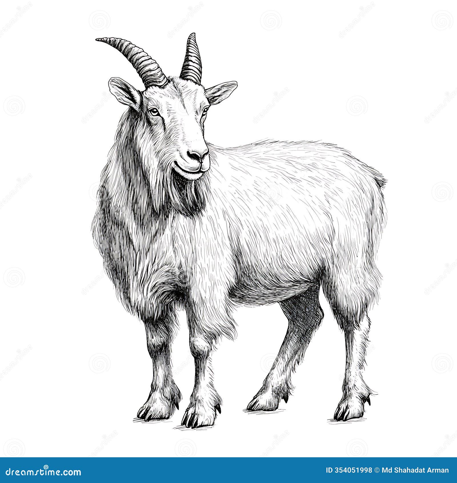 Detailed Pencil Sketch of a Goat Stock Illustration - Illustration of ...
