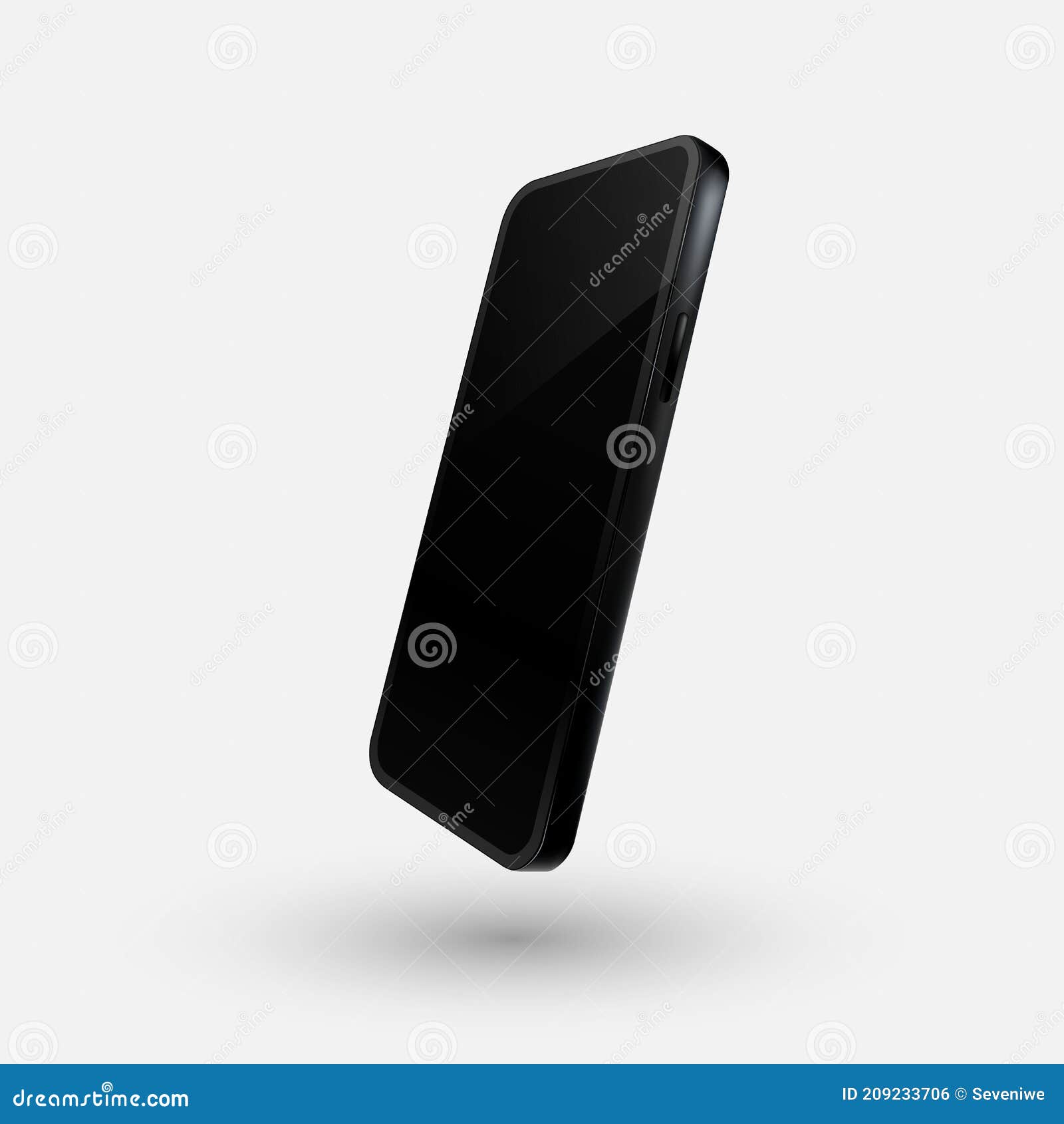 Detailed Phone Mockup, Perspective View. Side View of Cell Phone with ...