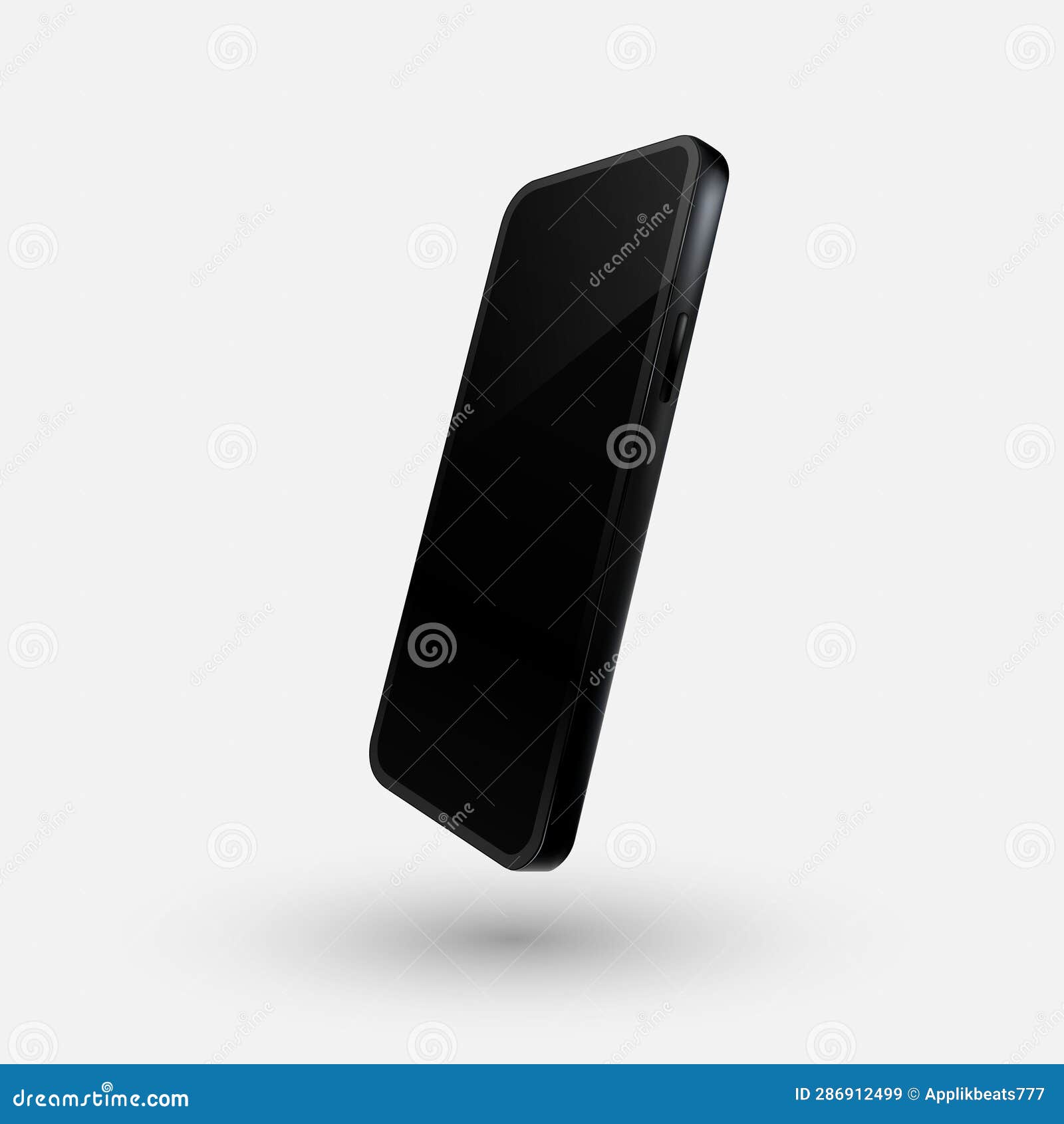 Detailed Phone Mockup, Perspective View. Side View of Cell Phone with ...
