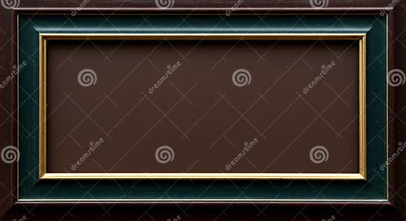 Dark Brown Rectangular Frame with Green and Gold Accents Retro ...