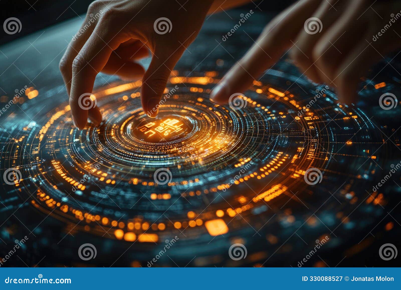 Detailed Pie Chart Projected in Dark Room with Person Pointing at Key ...