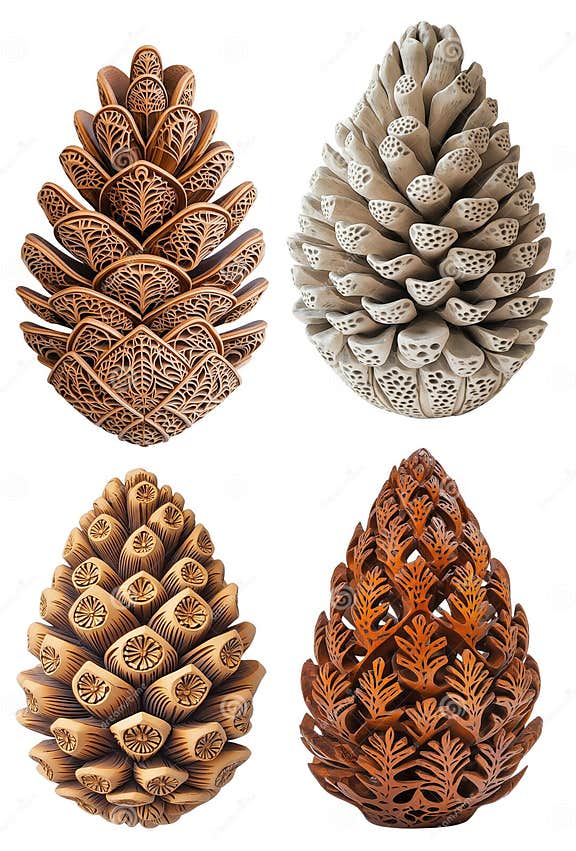 Detailed Pine Cone with Natural Patterns on White Background Stock ...