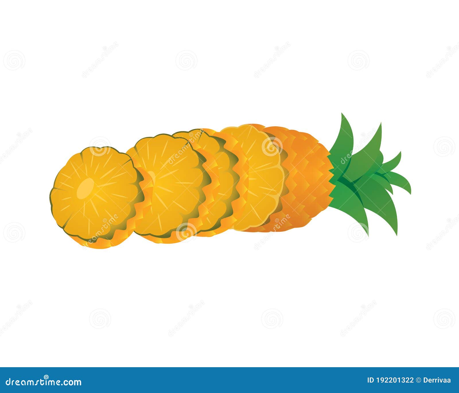 Detailed Pineapple with the Slices Illustration Stock Vector ...