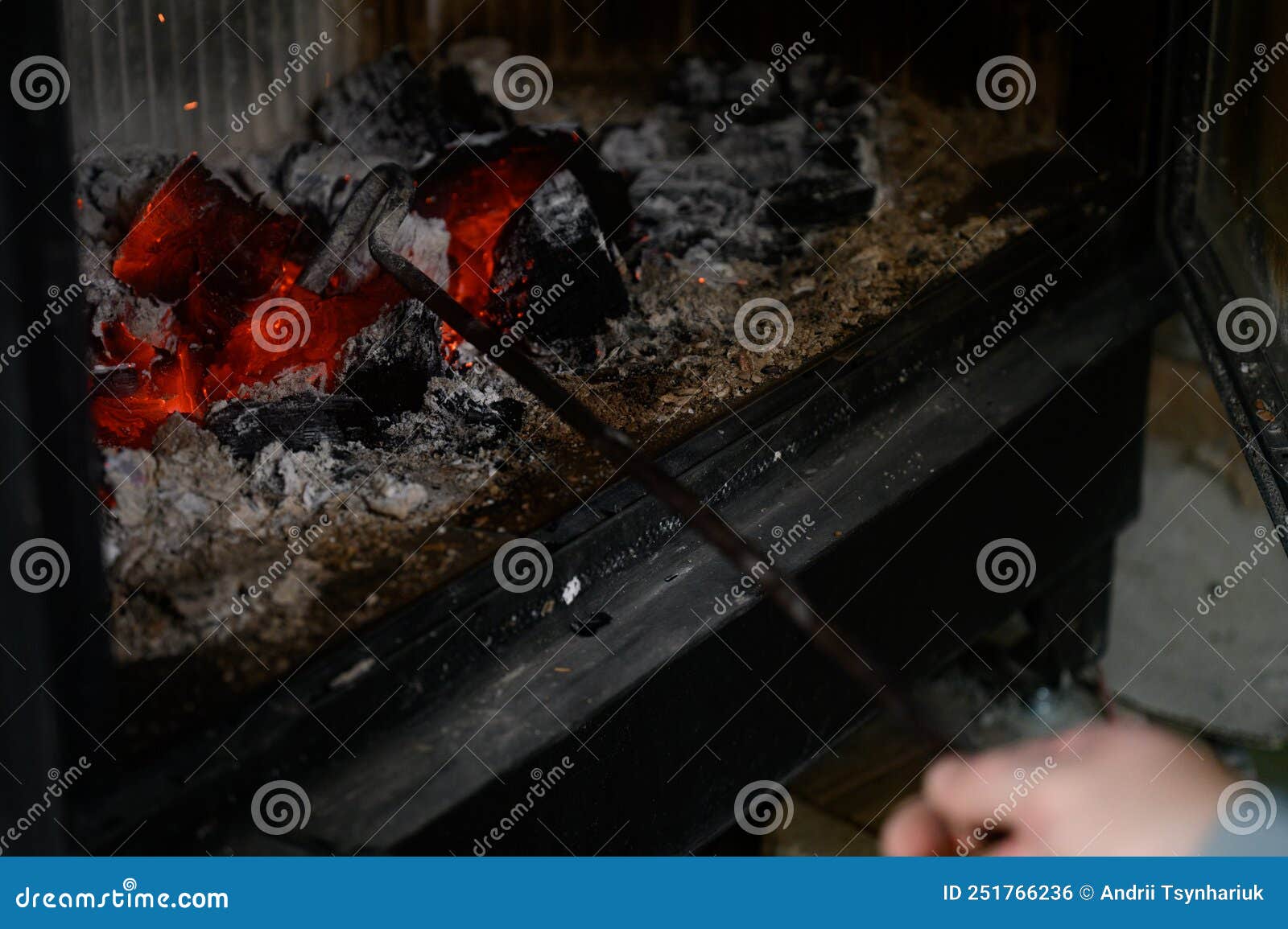 Detailed Plan of the Combustion Chamber in the Fireplace, Burning Wood ...