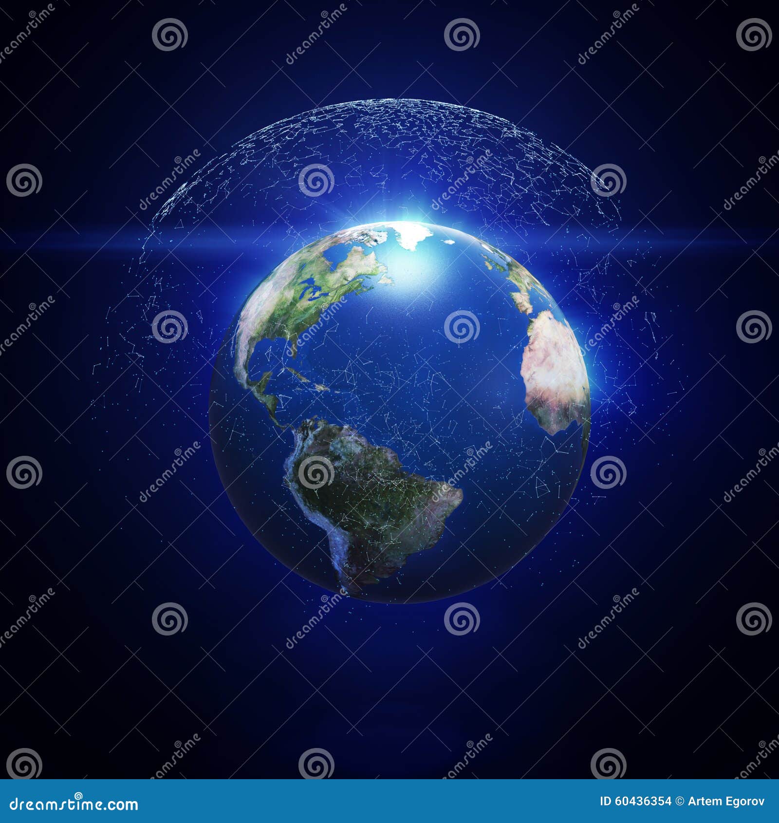 Detailed Planet Earth With Digital Polygon Mesh Stock Illustration ...