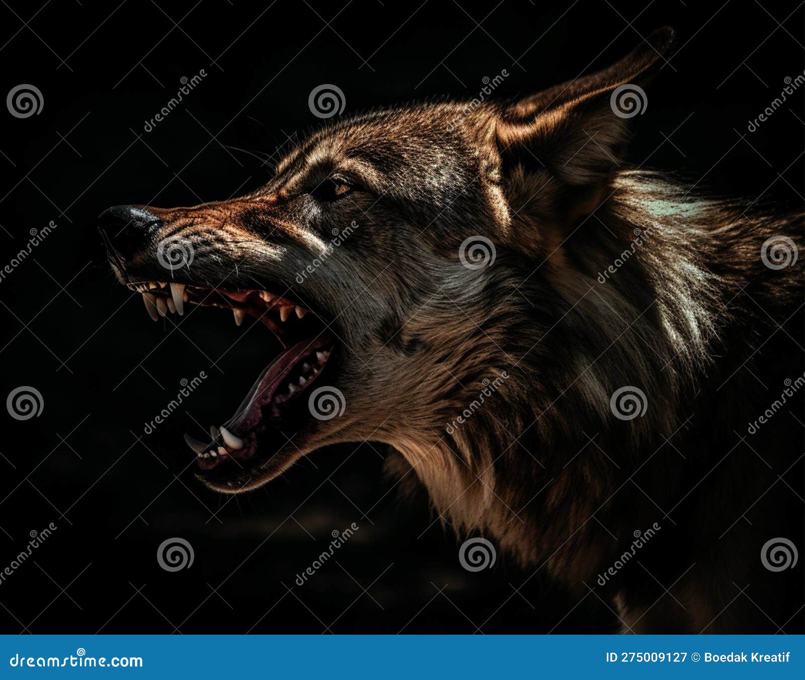 Detailed Portrait of a Roaring Wolf Face Stock Illustration ...