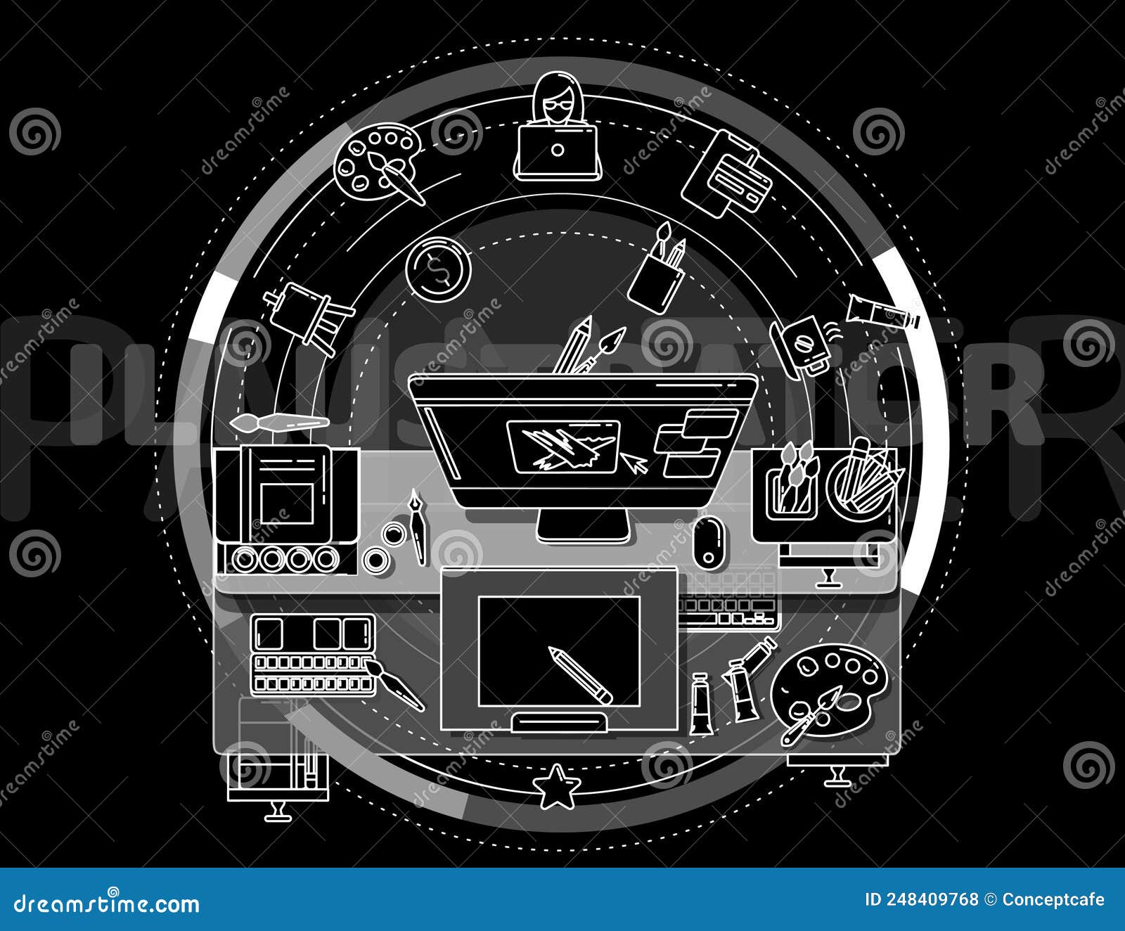 Detailed Promotional Image for Advertising of Illustrator Profession ...