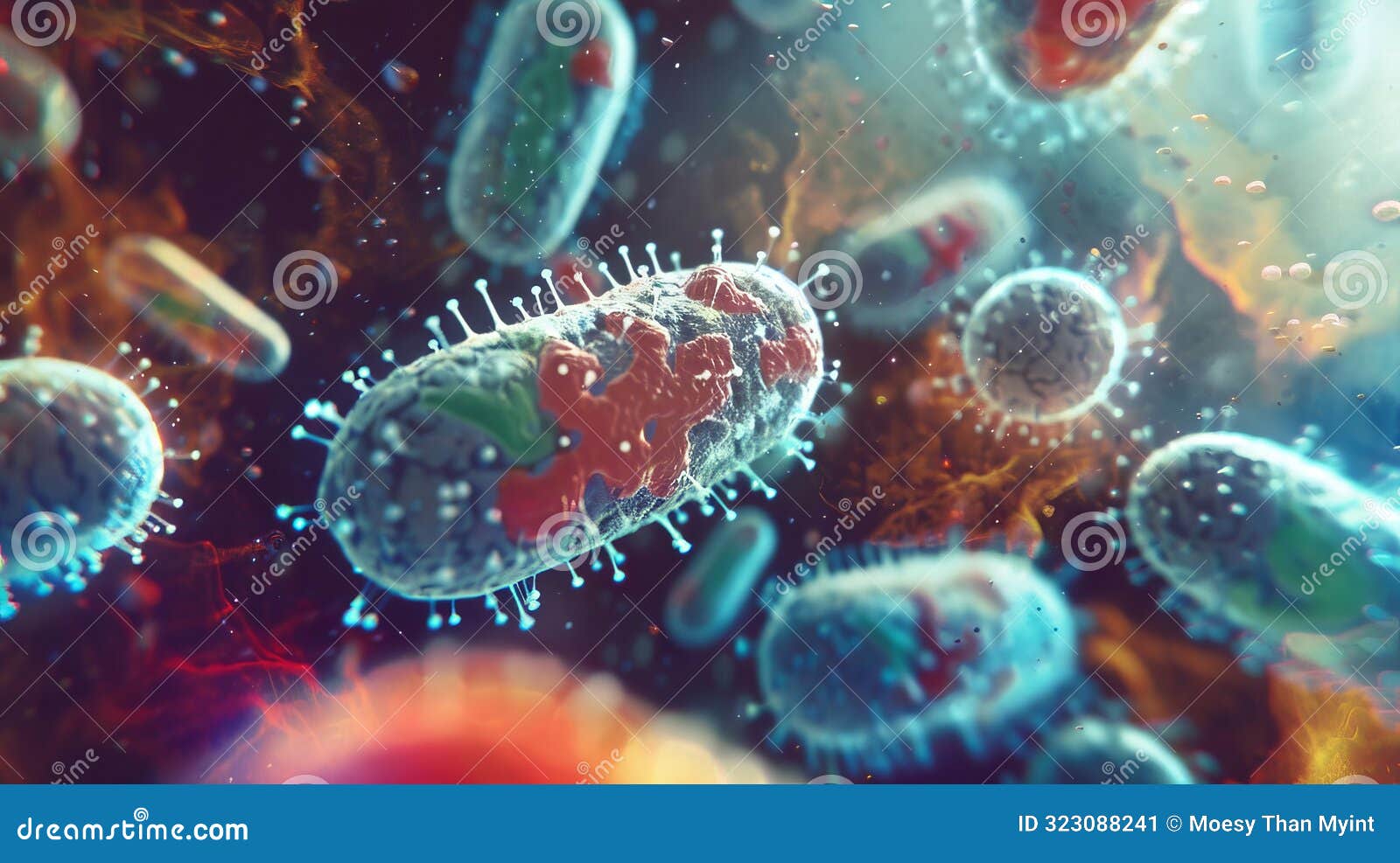 Detailed Realistic Close Up Render of Dense Colony of Bacteria Inside ...