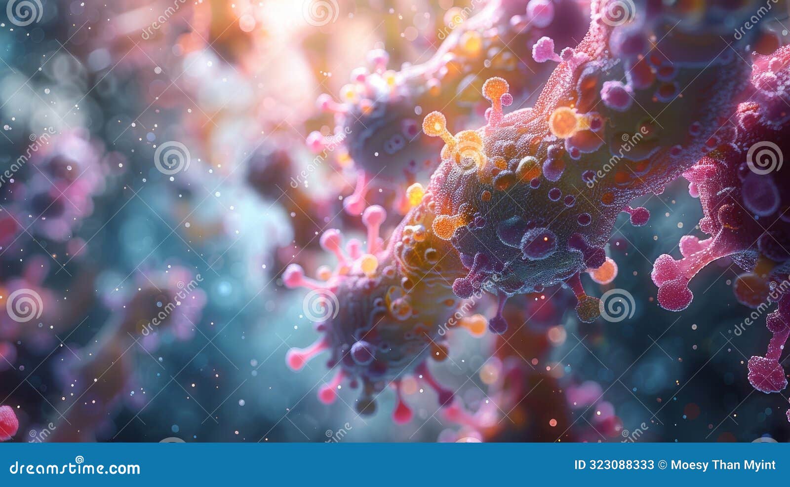 Detailed Realistic Close Up Render of Dense Colony of Bacteria Inside ...