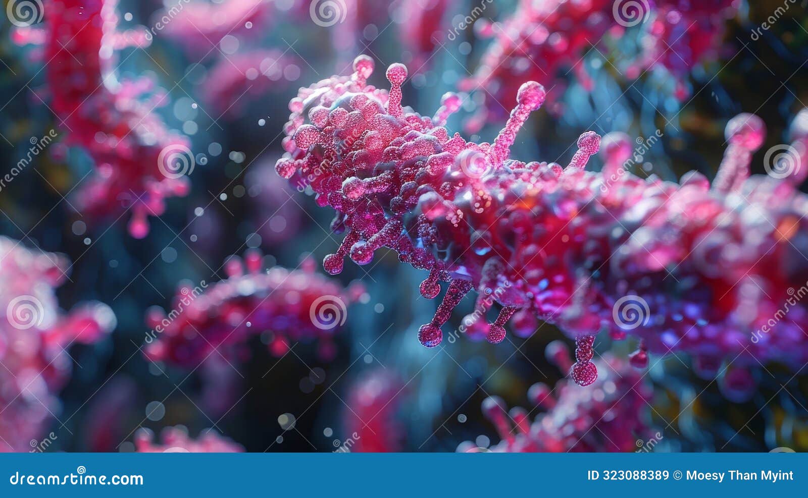 Detailed Realistic Close Up Render of Dense Colony of Bacteria Inside ...