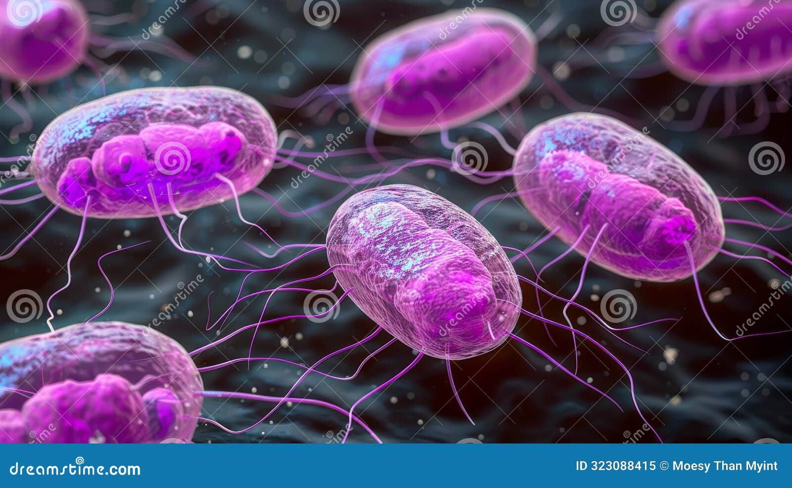 Detailed Realistic Close Up Render of Dense Colony of Bacteria Inside ...