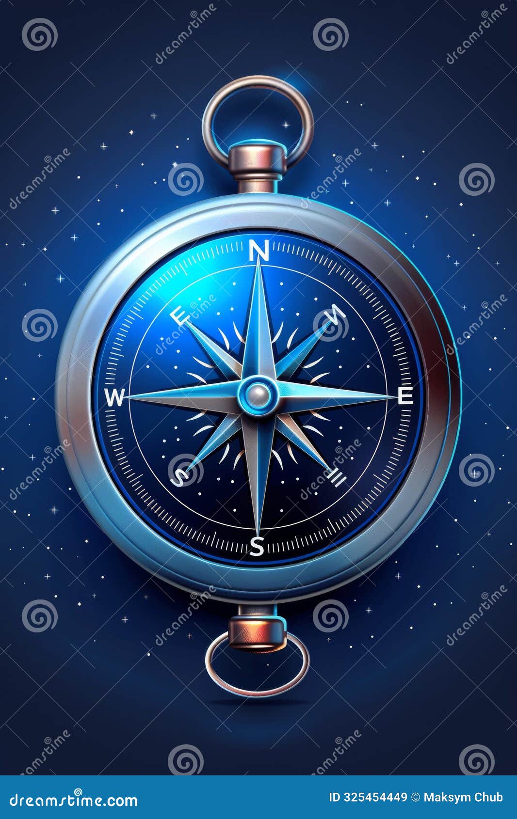 Detailed Realistic Compass with Glowing Bezel on the Starry Night ...