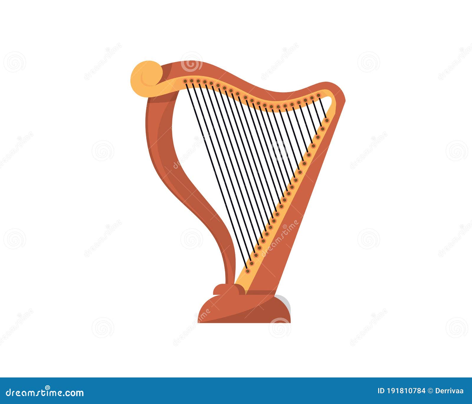 Detailed and Realistic Harp Illustration Stock Vector - Illustration of ...