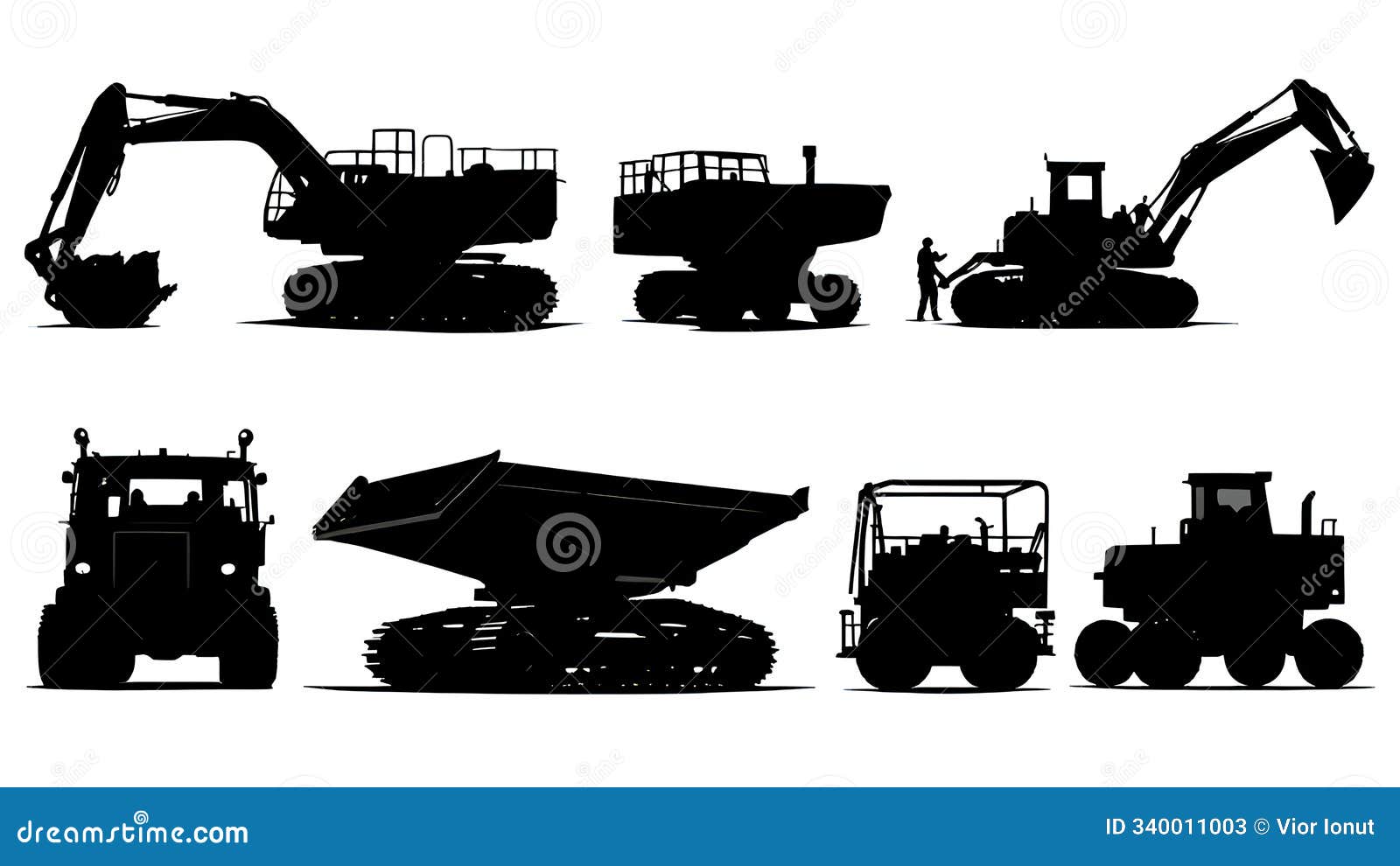 Detailed Realistic Illustration of Black Mining Machines on White Stock ...