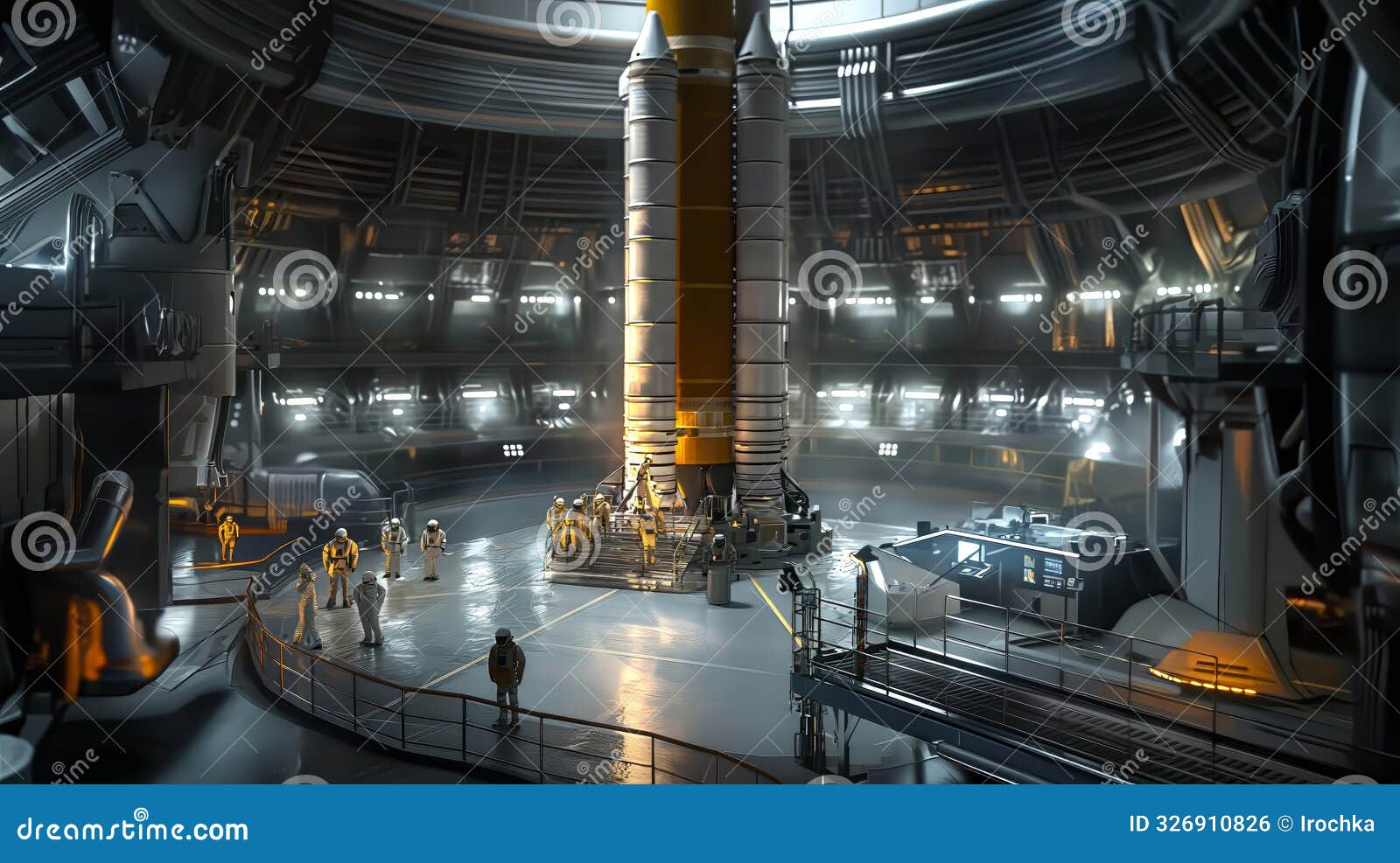 Inside a Futuristic Rocket Assembly Facility Stock Photo - Image of ...