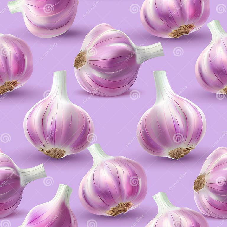 Detailed Realistic Seamless Pattern of Fresh Garlic for Versatile ...