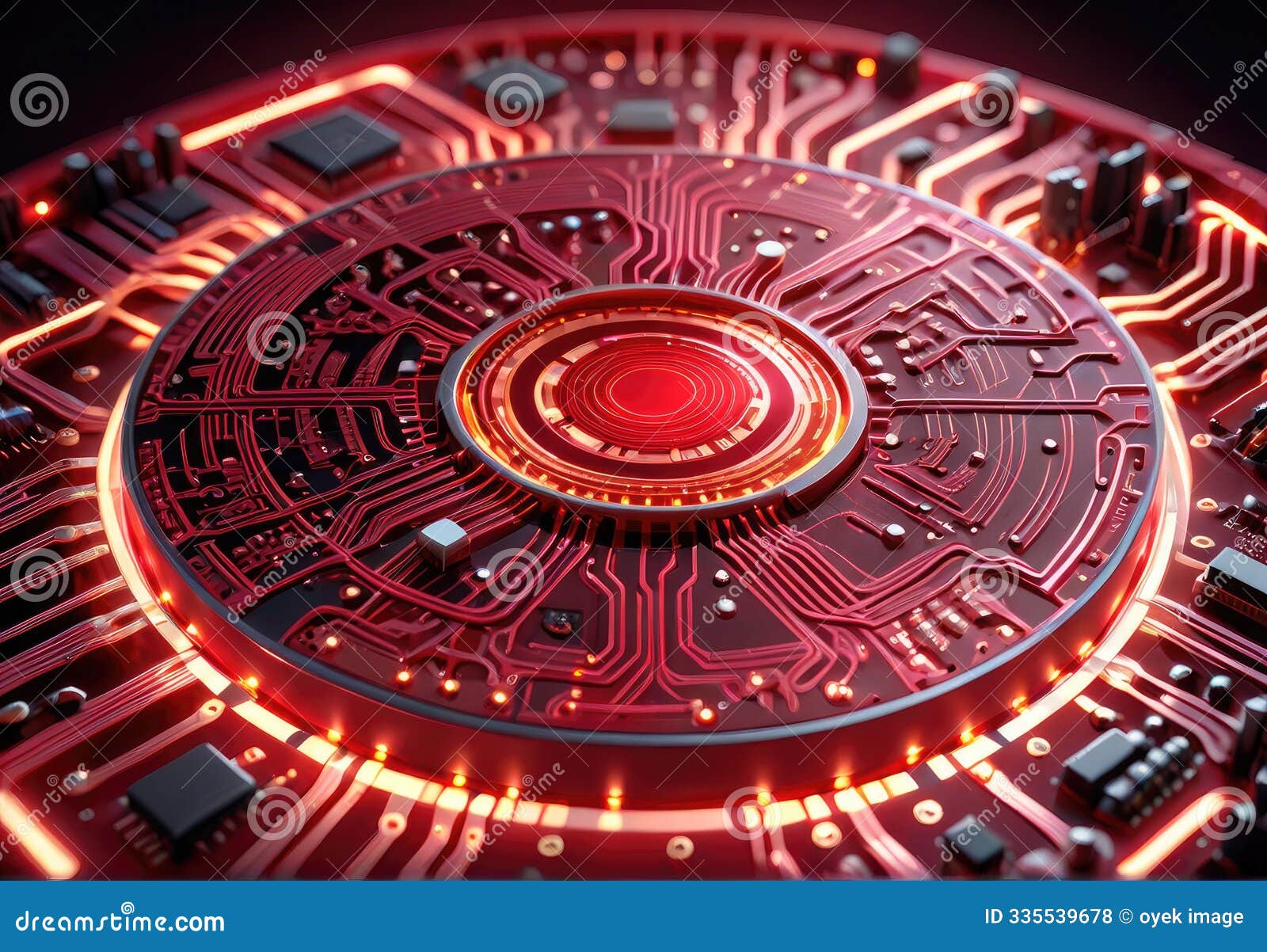 A Detailed Red Circuit Board Stock Illustration - Illustration of board ...
