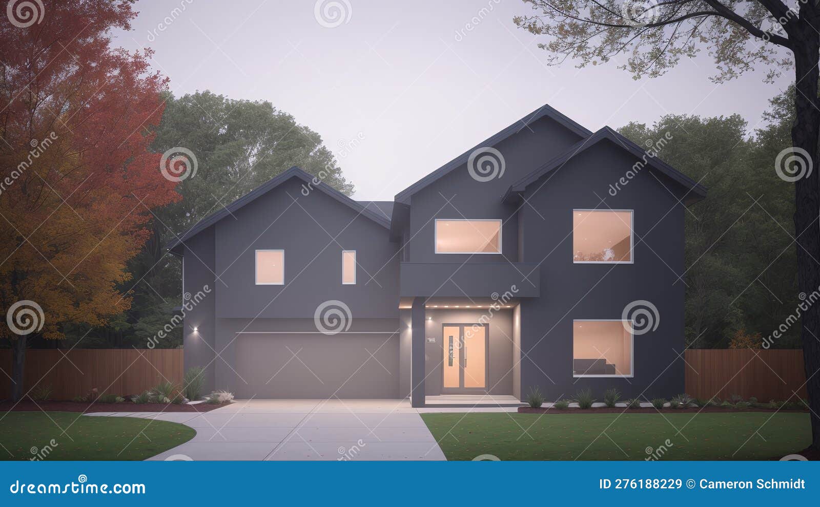 A Detailed Rendering of a Modern House with a Driveway and Trees AI ...