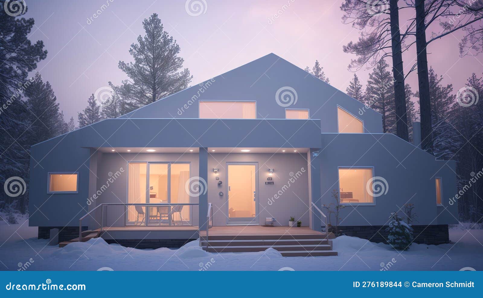 A Detailed Rendering of a Modern House in the Snow AI Generative Stock ...
