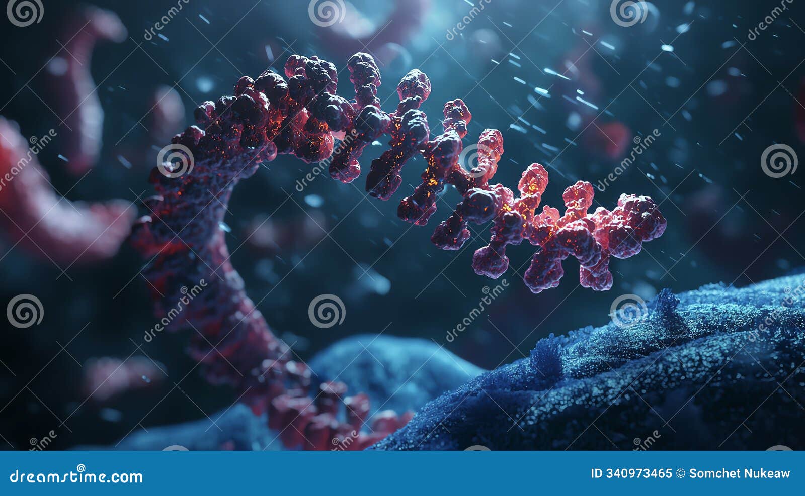 A Detailed Rendering of a Ribosome Translating MRNA into a Polypeptide ...