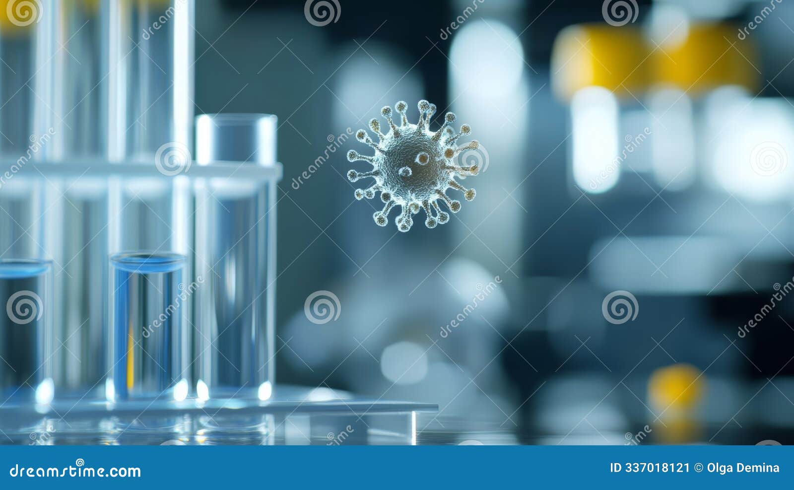Detailed Rendering of a Virus Cell Suspended in a Lab Environment ...