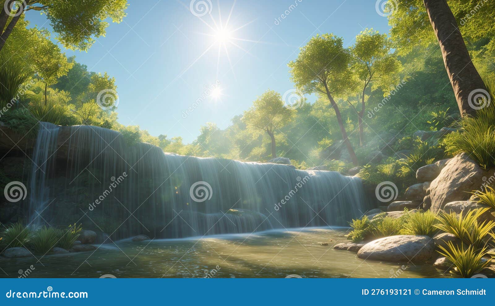 A Detailed Rendering of a Waterfall in a Tropical Forest AI Generative ...