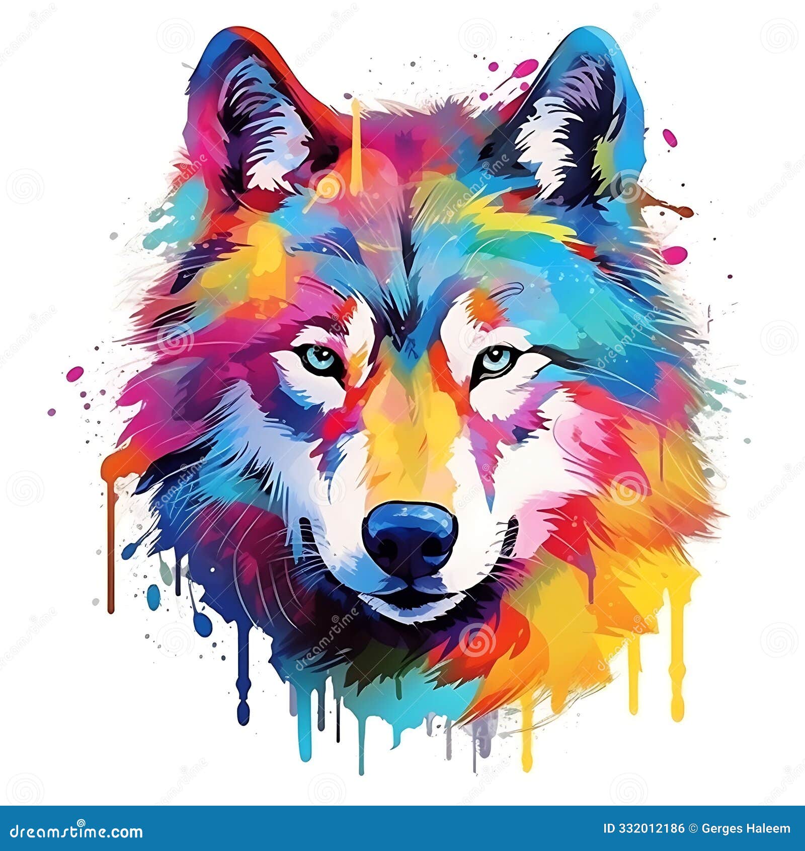 Vibrant Wolf Illustration Showcasing Colorful Fur Patterns with ...