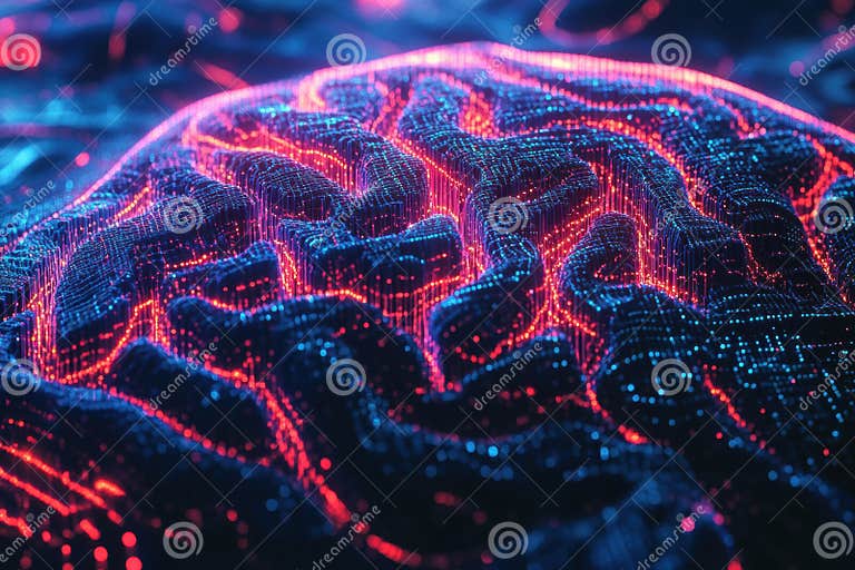A Detailed Representation of a Digital Brain Showcasing Interconnected ...