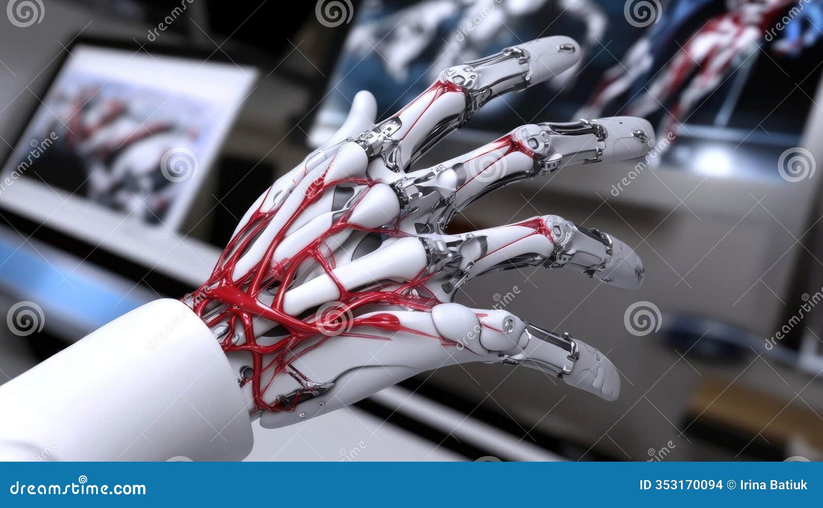 A Detailed Representation Of A Robotic Hand Features Visible Internal ...