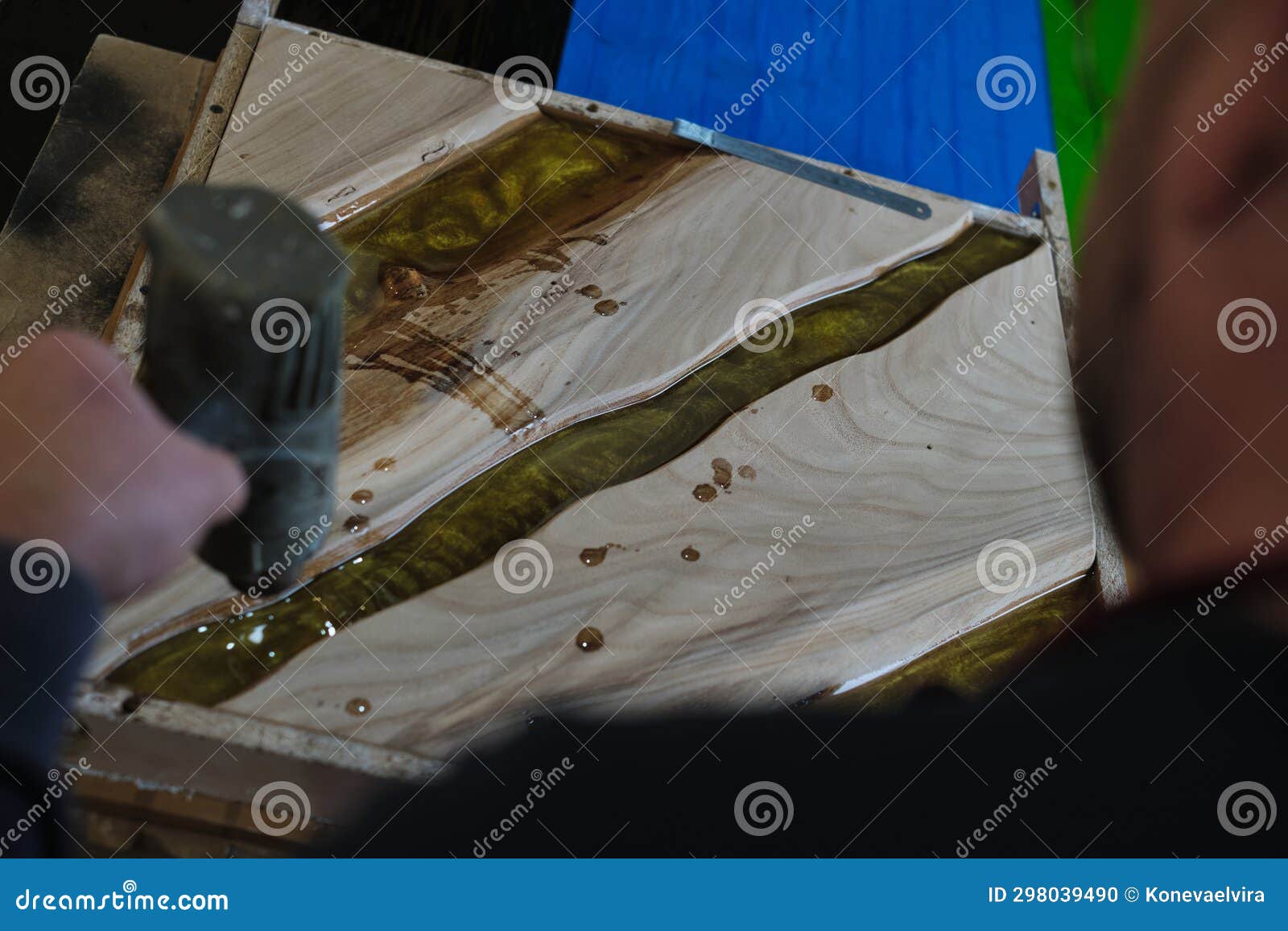 A Detailed Resin Work Process, Merging Art with Carpentry. Reflects the ...