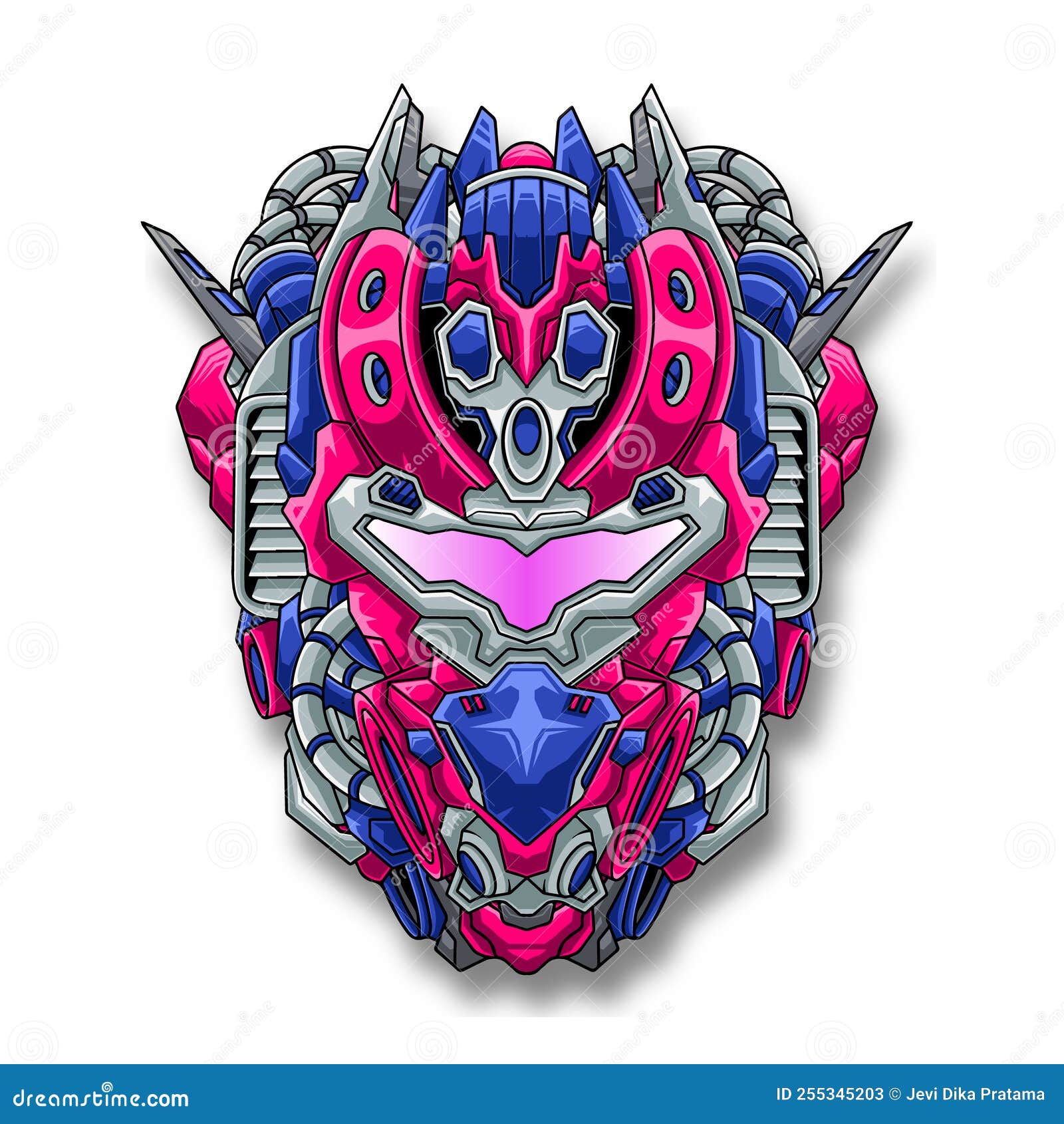 Detailed Robot Head Design Illustration Stock Vector - Illustration of ...