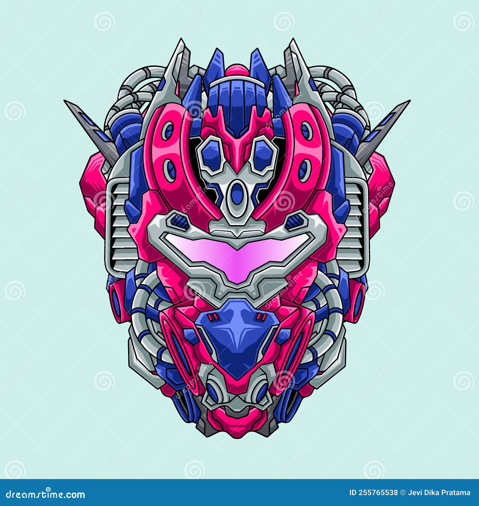 Detailed Robot Head Design Illustration Stock Vector - Illustration of ...