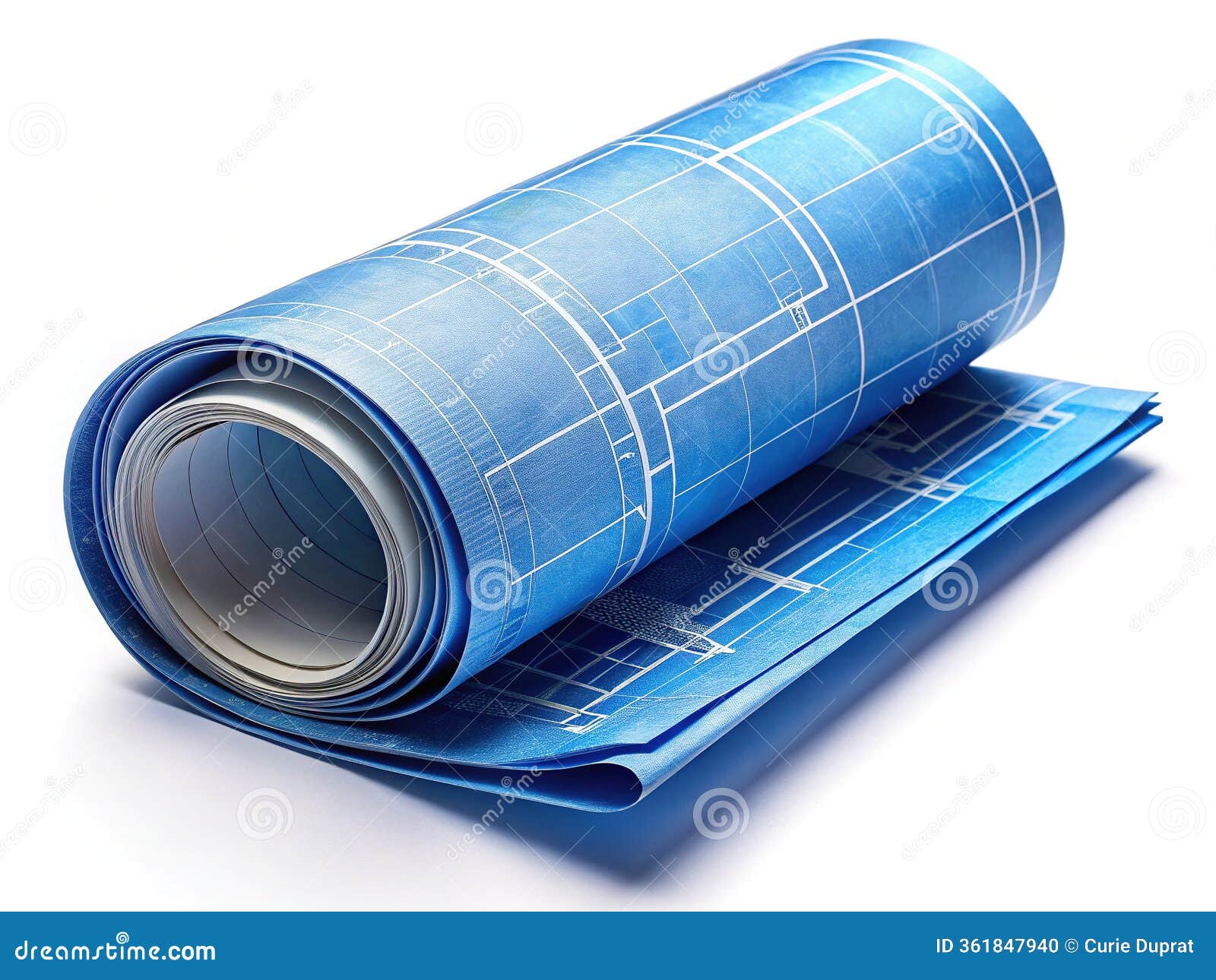 Detailed Rolled Architectural Blueprint Tied with String Isolated on ...