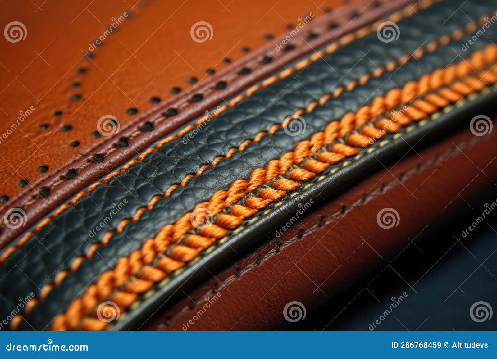 Detailed Saddle Stitching on Leather Edge Stock Illustration ...