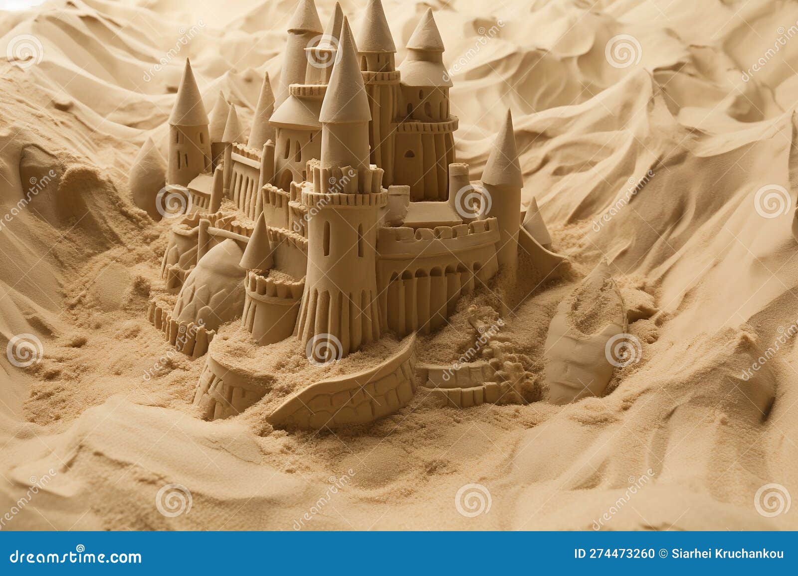 Detailed Sandcastle in Desert Close Up Stock Illustration ...