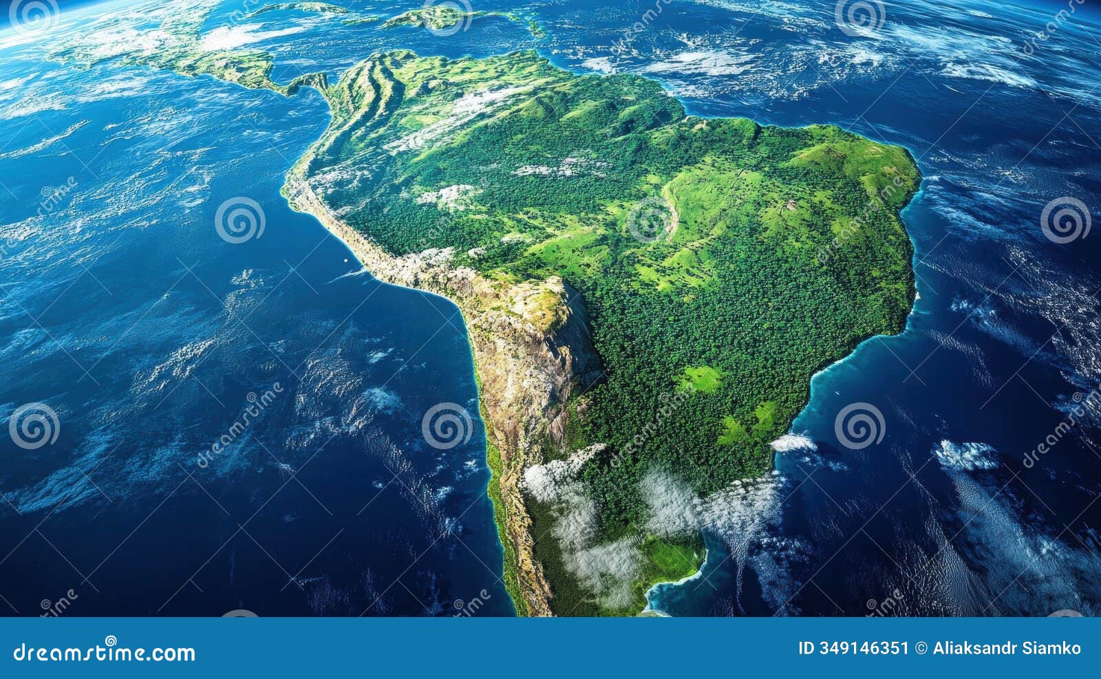 Detailed Satellite Photo of Brazil with State Borders Emphasized Stock ...