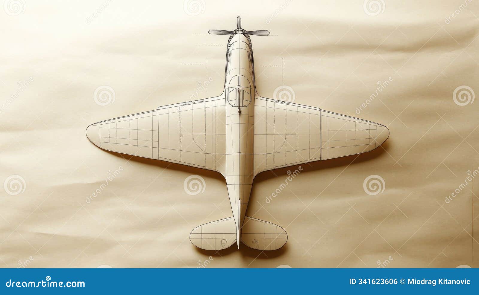 Detailed Schematic of a Spitfire Fighter Aircraft Showcasing Design and ...