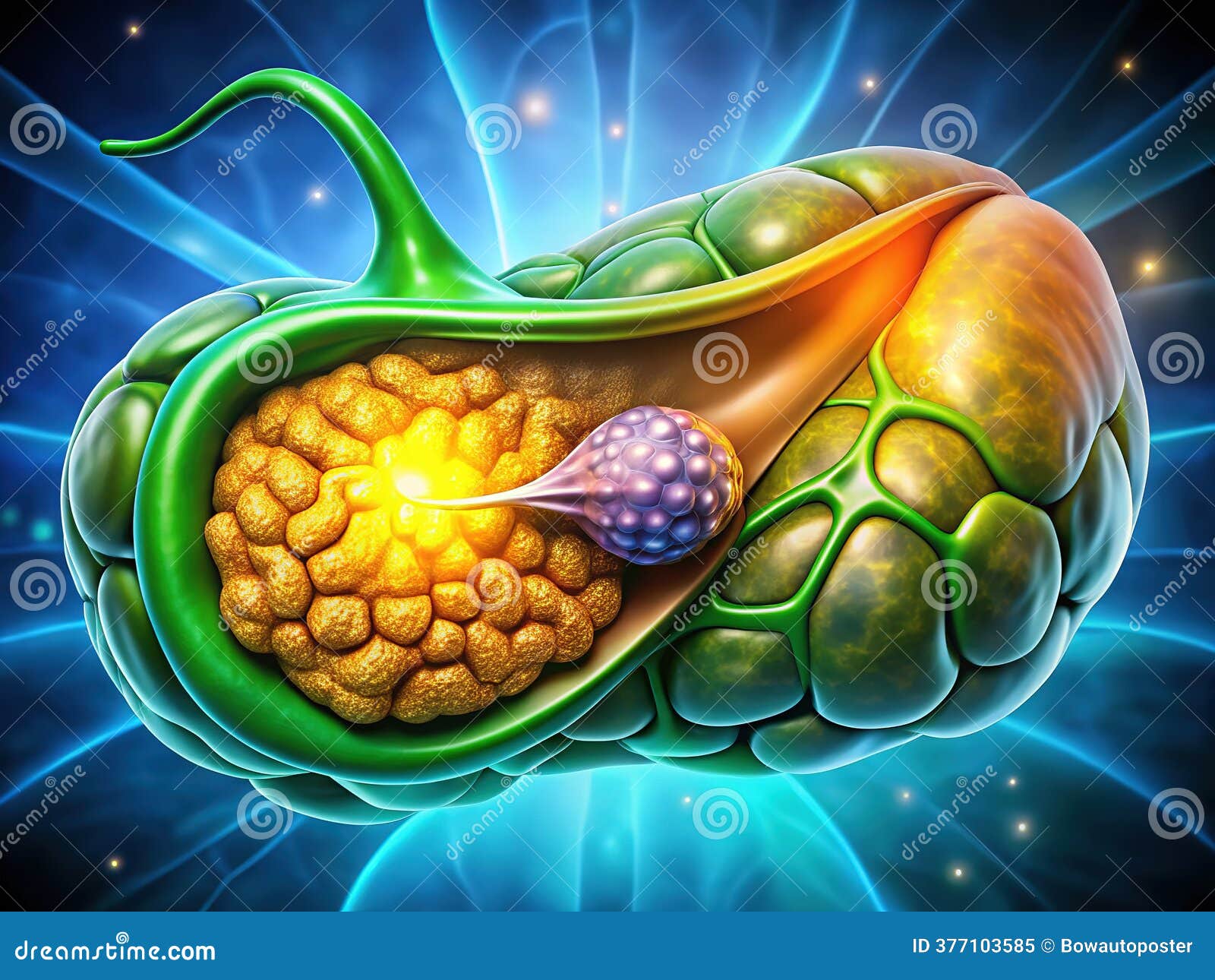 Stone Bile Duct. Gallbladder, Duodenum, Pancreas, Bile Ducts. Vector ...