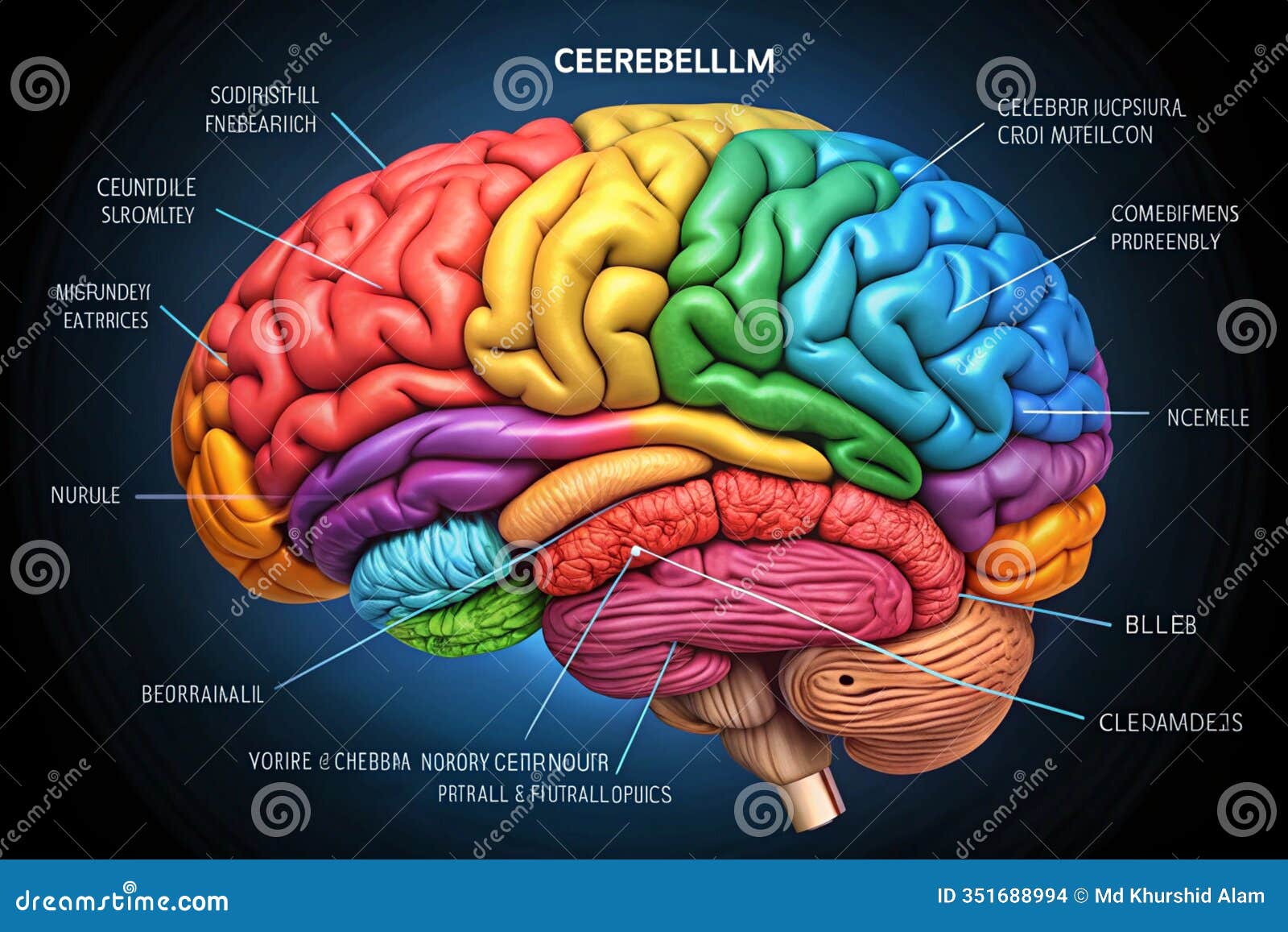 Detailed Scientific Visualization of the Human Brain Anatomy Showing ... Detailed Scientific Visualization of the Human Brain Anatomy Showing ...