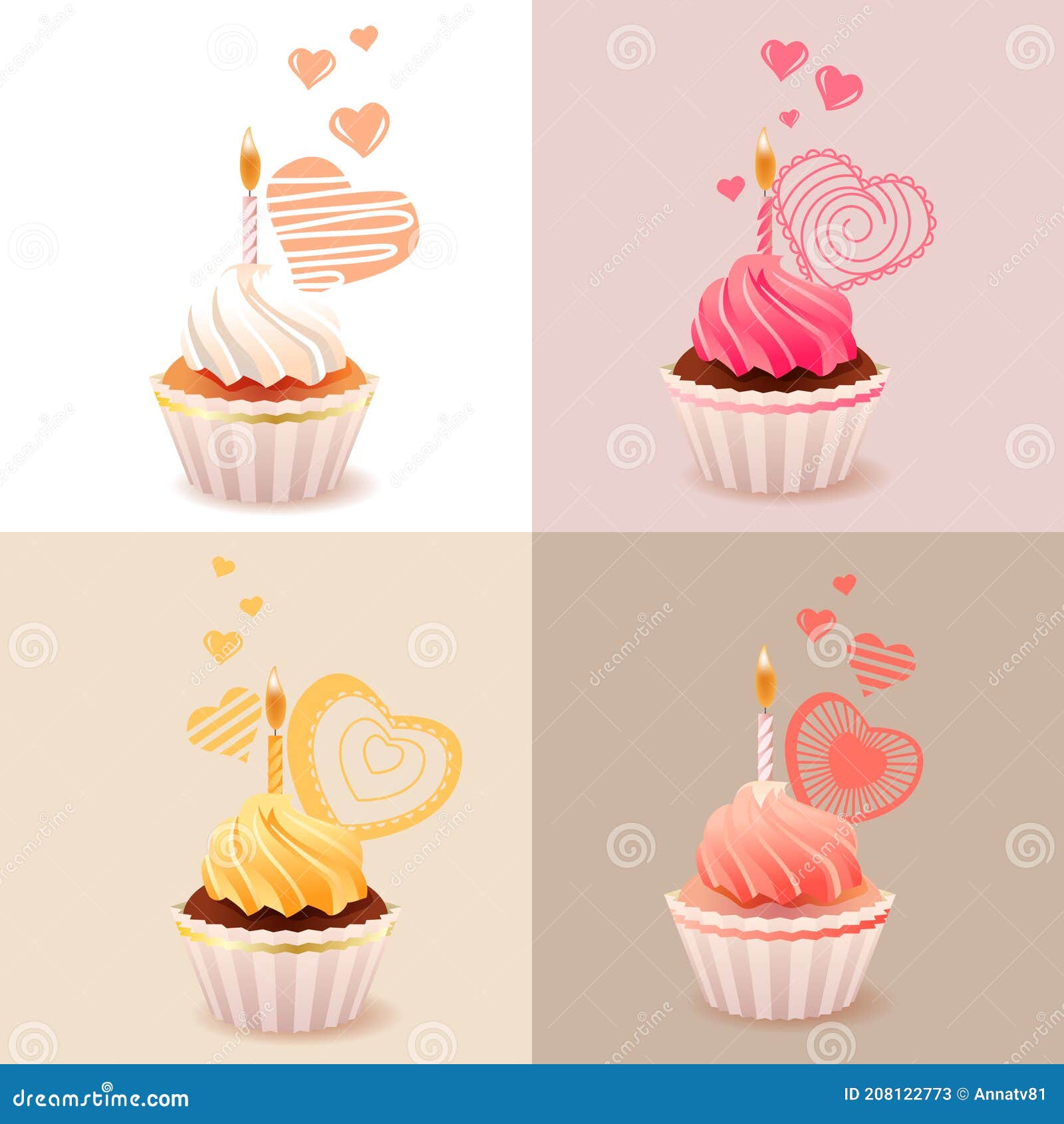Detailed Set with Different Muffins and Cakes Stock Vector ...