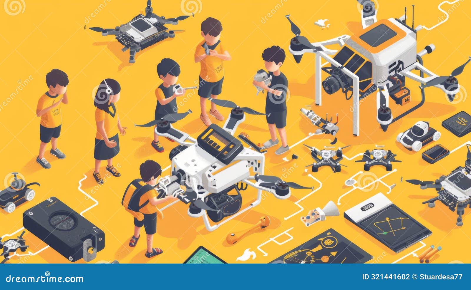 Detailed Setup of Drone Technology by Young Technicians Stock Photo ...