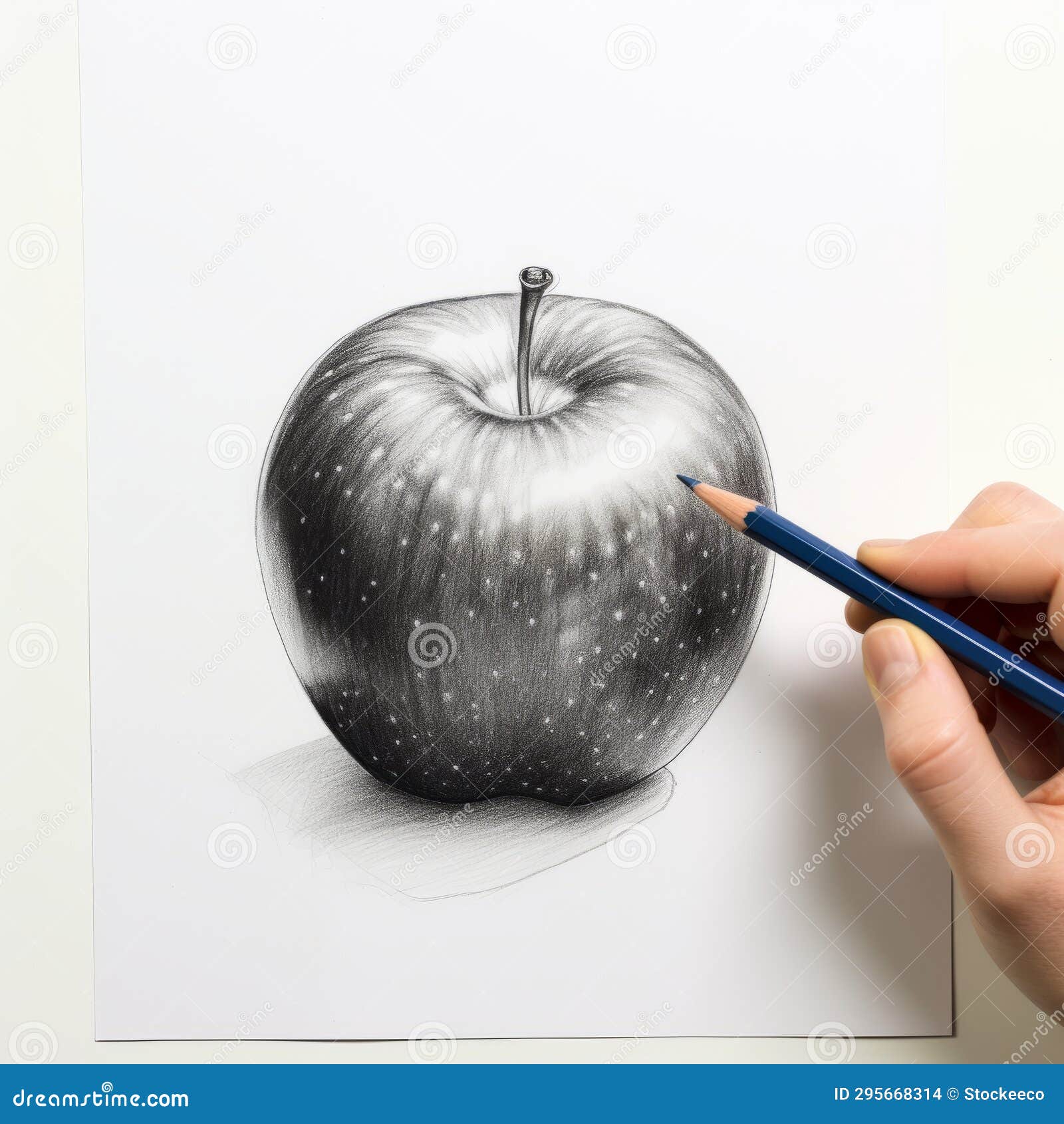 Detailed Shading: Hand Drawing a Black and White Apple Stock ...