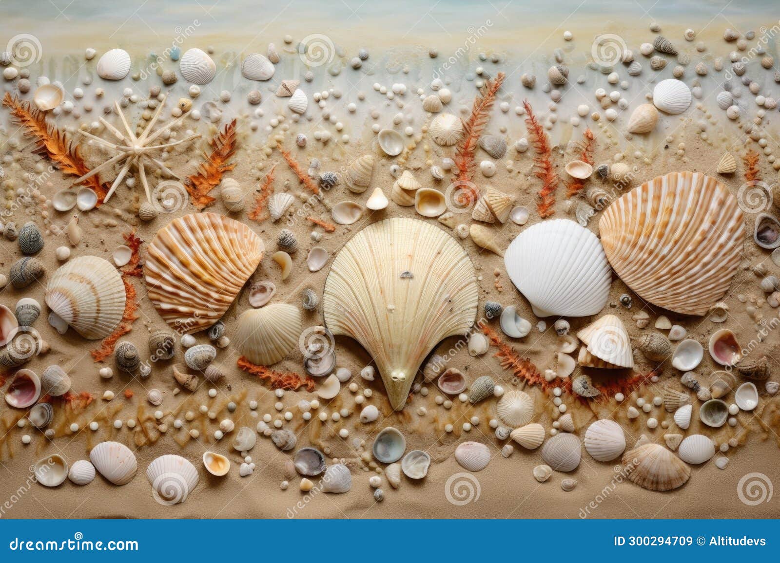A Detailed Shot of a Collage Using Shell Fragments on a Sandy ...