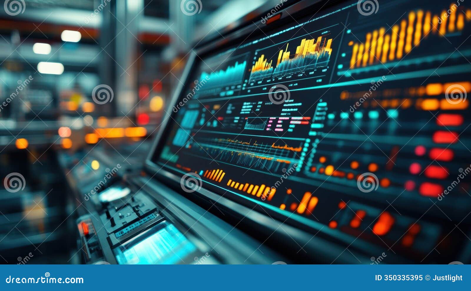 A Detailed Shot of a Digital Dashboard Mounted on a Production Line ...