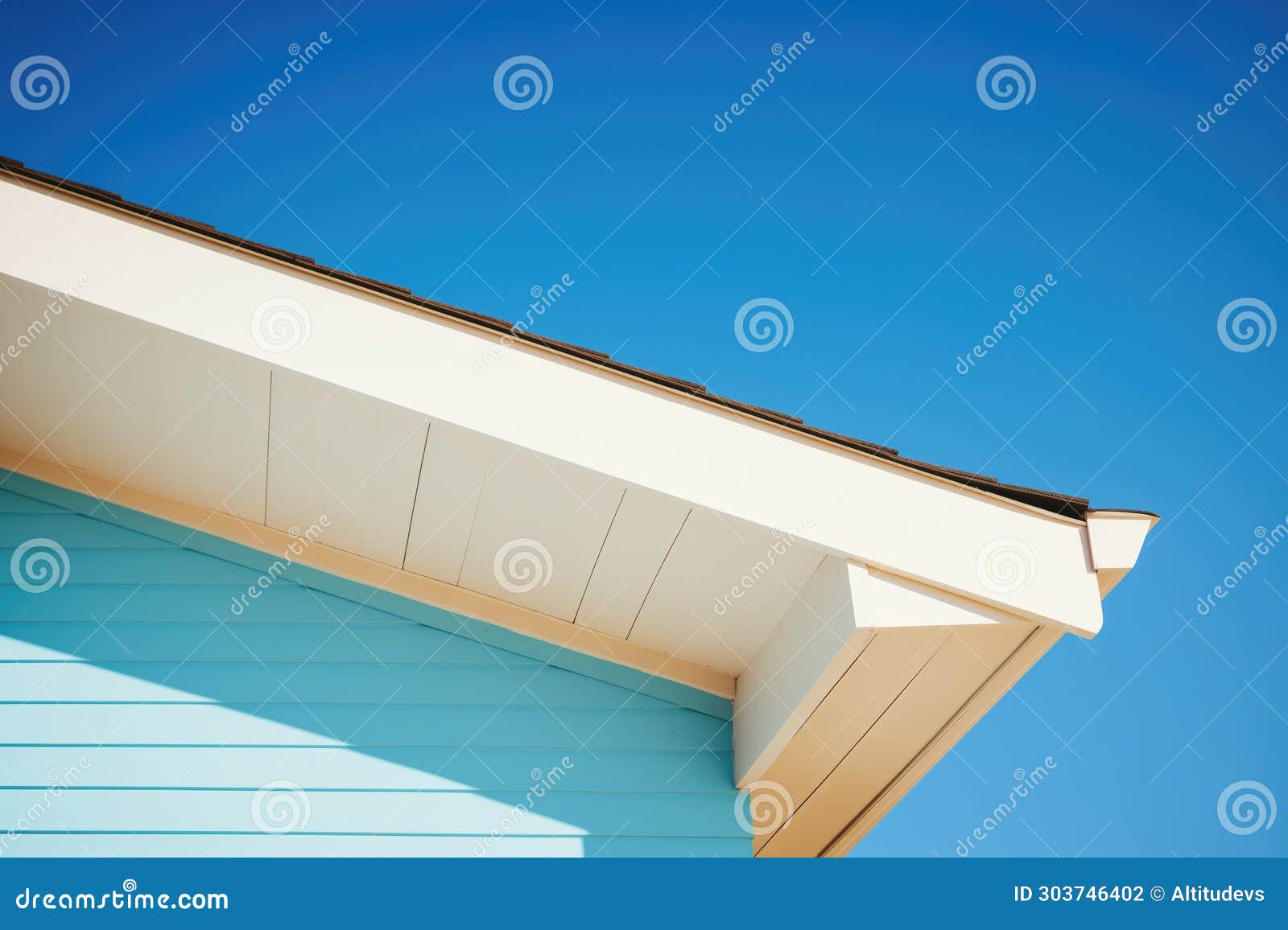Detailed Shot of Eaves Overhang with a Clear Blue Backdrop Stock Photo ...