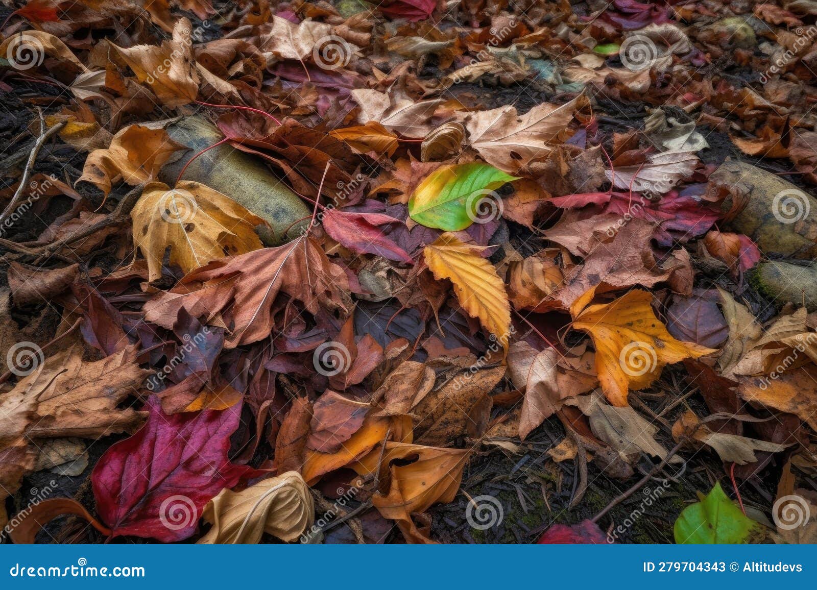 Detailed Shot of Fallen Leaves, with Different Colors and Textures ...